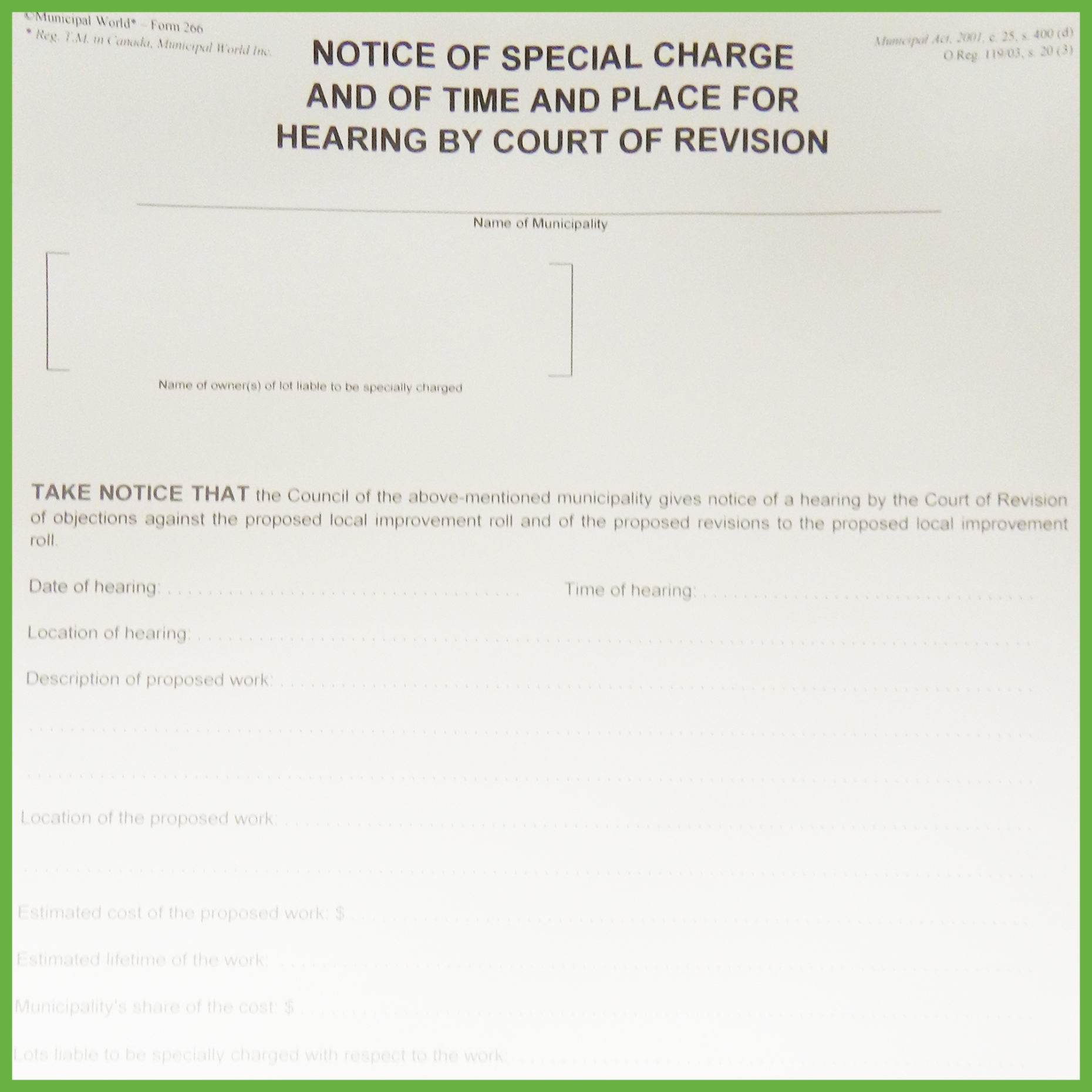 Notice of special assessment ... (cont'd) - Form 4